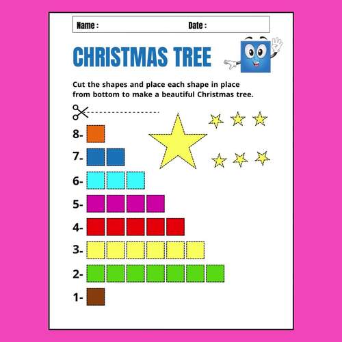 Christmas activity kids class, wintertime activity, Cut and Paste ...