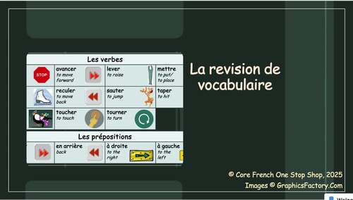 Core French Action Sequences Unit: Prior Vocabulary Review | TPT