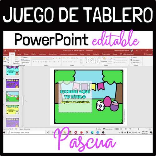 JUEGO DE TABLERO EN POWERPOINT EDITABLE (PASCUA - EASTER) EN ESPAÑOL