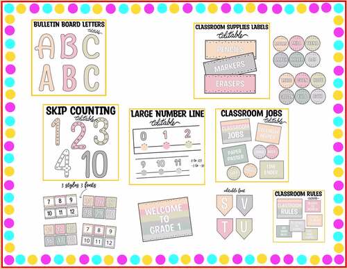 Printable Calm Colors Minimalist Classroom Decor Bundle Pack,Classroom ...