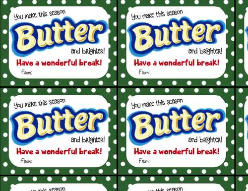 Nutter Butter Winter Holiday Gift Tag- You make this season Butter and ...