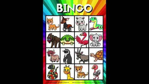 Safari Bingo Games - Zoo & African Animals Vocabulary Summer Activities