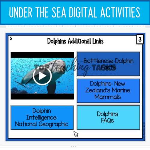 Digital Reading Passages and Questions for Google Classroom Under the Sea