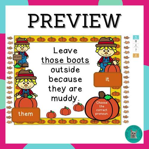 Fall Kids Pronouns Subject Object Boom Cards™ by The British Kitty