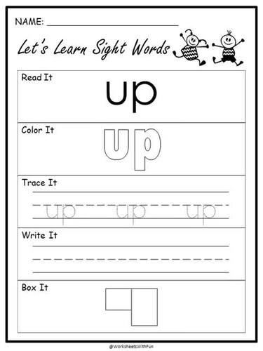 Dolch Sight Words Worksheets, Kindergarten Pre-Primer Practice Sheets ...