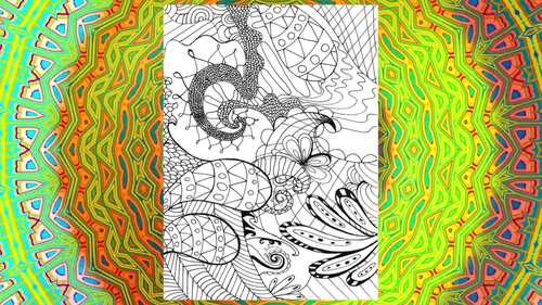 Zentangle Pattern Coloring Page For Kids And Adults Abstract Art