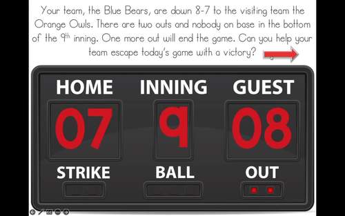 Baseball Multiplication Escape Room | 5th Grade Digital Math Game