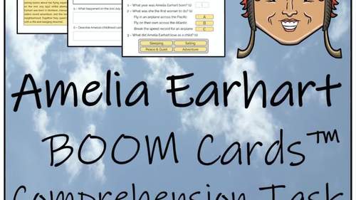 Amelia Earhart 5th Grade & 6th Grade BOOM Cards™ Comprehension Activity