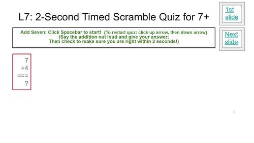 Digital Addition Flashcards for Google Slides-LEVEL 7, Mental Math Practice