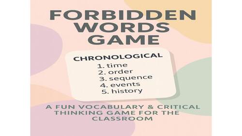 Forbidden Words Game 101 Grades 4-9 Vocabulary Review Cards Critical ...