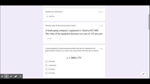 Algebra 1 ENTIRE Unit Geometric & Exponentials Mini Formative Assessments