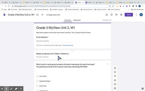 3rd Grade MyView Literacy Unit 2 Week 1 Google Forms Quiz Assessment ...