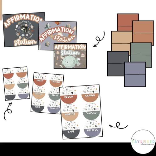 Neutral Ocean Affirmation Station | Modern Ocean Classroom Decor