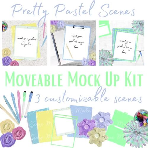 Pastel Mock Up with Moveable Images with 3 Scene Kit by Make A Scene ...
