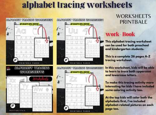 alphabet tracing worksheets – PDF Download by English For Kids ABC