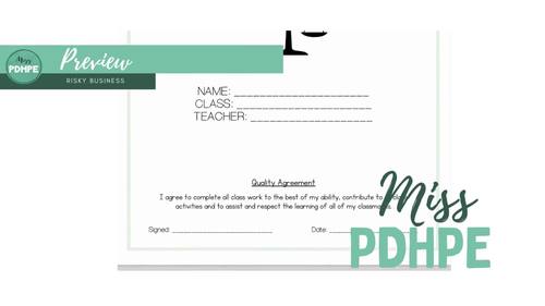 PDHPE Stage 4 Unit - Risky Business by Miss PDHPE | TPT