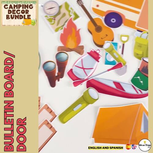 Camping Theme Bulletin Board Set Back to school– English and Spanish ...