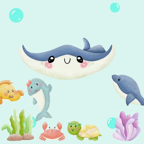 Underwater Wonders: Watercolor Sea Animals PNG Collection. by ArmyMagic