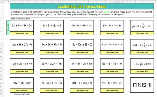 Combining Like Terms Worksheet by The SoMD Educator | TPT