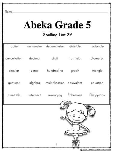 Abeka Spelling, Vocabulary & Poetry 5 - 5th Ed - List 29 - Mathematics