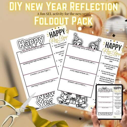 DIY New Year Reflection Foldout Worksheets | SEL Goal Setting & Writing ...
