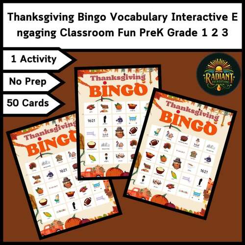 ESL Thanksgiving Bingo Vocabulary Interactive Engage Classroom PreK ...
