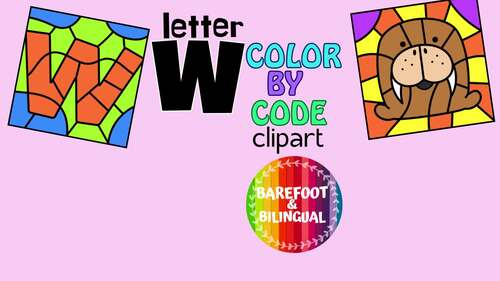 Letter W Color By Code Clipart | Beginning Sounds & Alphabet Clipart