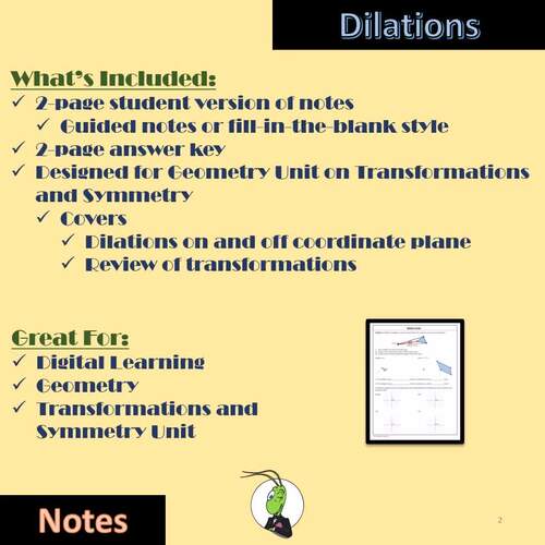 Dilations Geometry Guided Notes Transformations and Symmetry Unit