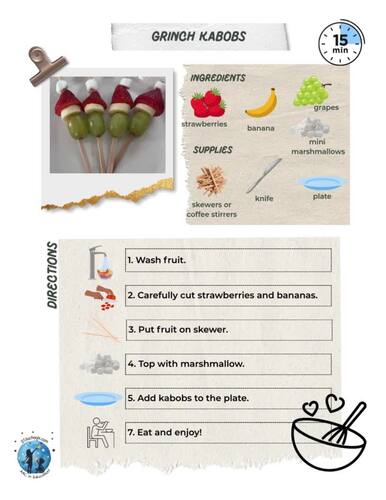 Grinch Kabobs – Visual Recipe Card for Older Students | Life Skills & SPED