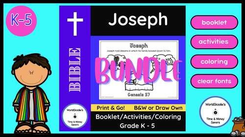 BUNDLE: Joseph - Bible Story Booklet, Activities & Coloring Pack