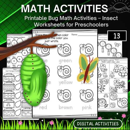Printable Bug Math Activities – Insect Worksheets for Preschoolers