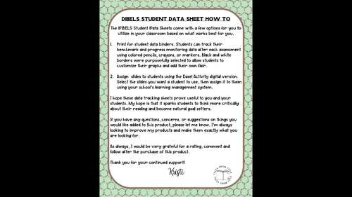 DIBELS ORF Student Data Tracking Sheets: 3rd Grade Printable | TpT