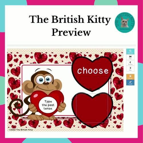 Valentine's Day Monkey Past Tense Irregular Verbs Boom Cards™ | TPT