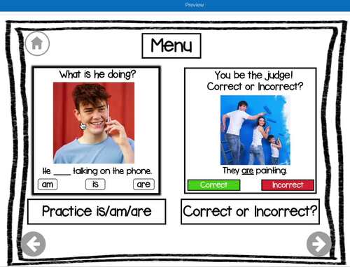 Auxiliary Verbs Speech Therapy Am Is Are Boom Cards Grammar Practice ...
