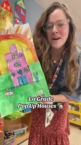 Pop-Up Houses Art Lesson – Cheap, Easy, 3D Project for First Grade & Up