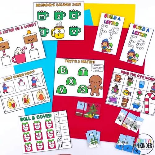 Winter Literacy Games Kindergarten Alphabet Beginning Sounds Sight Words