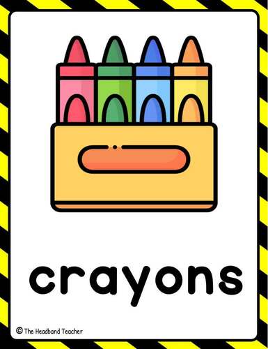 School Supplies: Vocabulary Cards, Word Bank, Visual Posters | TPT