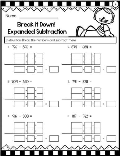 Break Apart Expanded Form 3 Digit Subtraction with Regrouping ...