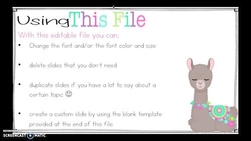 Back to School Editable PowerPoint {Cactus & Llama} | TPT