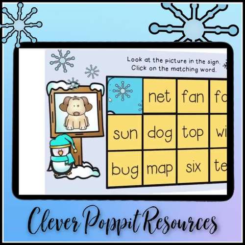 BOOM CARDS CVC Words - Secret Winter Picture by Clever Poppit Resources