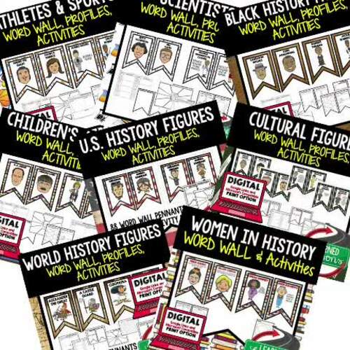 Cultural Figures Word Wall, Profiles & Activity US History Posters