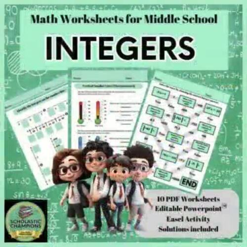 INTEGER WORKSHEET BUNDLE for 4th/5th Grade Middle School Math | TPT