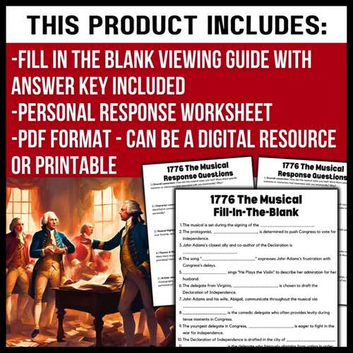 1776 The Musical: Fill In The Blank Viewing Guide & Show Response Worksheets