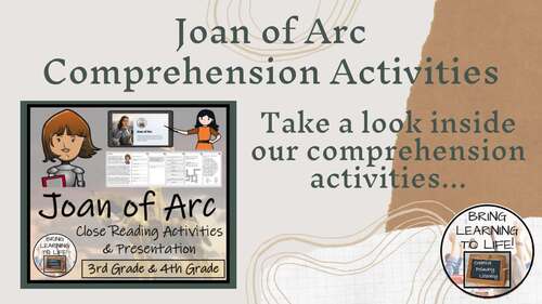 Joan of Arc Close Reading Comprehension Activities | 3rd Grade & 4th Grade
