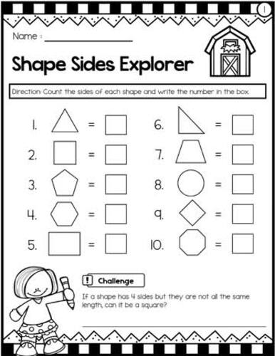 Shapes Attributes Worksheets | 1.G.A.1 First Grade Geometry | No Prep