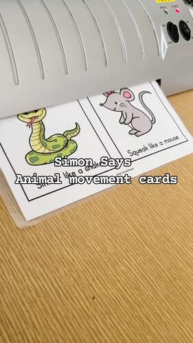 animal movement cards for kids-Simon says activity by Make Learning Happen
