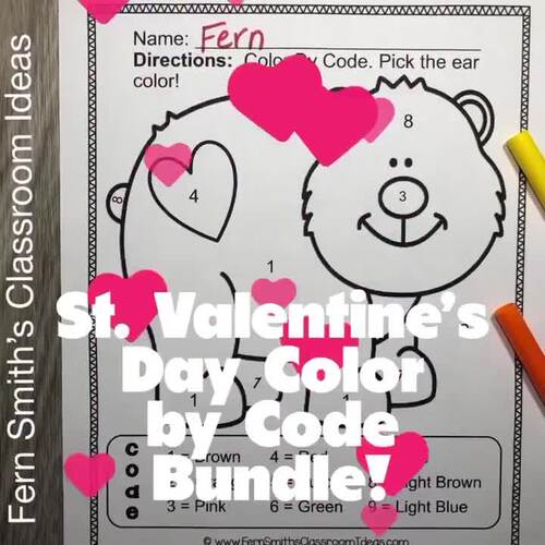 St. Valentine's Day Color By Code Numbers & Colors Bundle | TPT