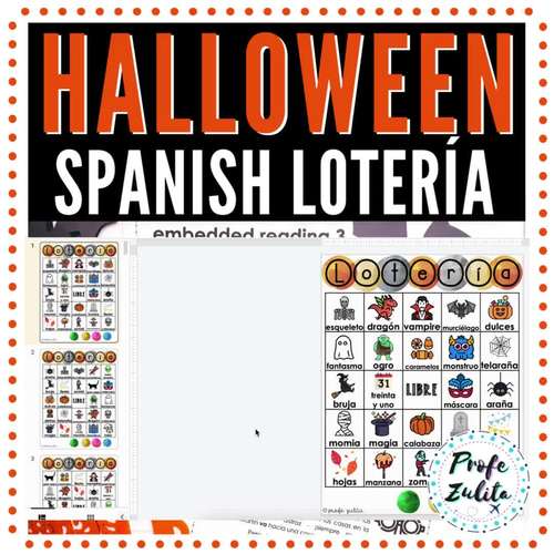 Halloween Lotería Game for Spanish Class | BINGO Activity by Profe Zulita