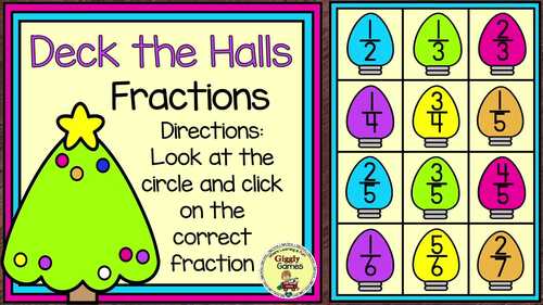 Giggly Games Deck the Halls Fractions Google Slides Winter Math Digital ...