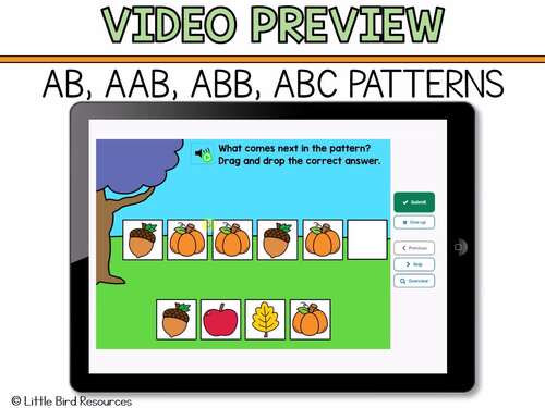 Fall Finish the Pattern Boom Cards Repeating Patterns Practice AB ABC ...